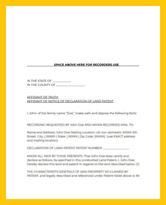AFFIDAVIT OF NOTICE OF DECLARATION OF LAND PATENT – Law Looper Store