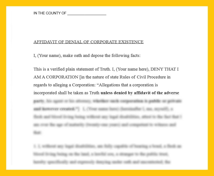 ULTIMATE AFFIDAVIT OF DENIAL OF CORPORATE EXISTENCE – Law Looper Store